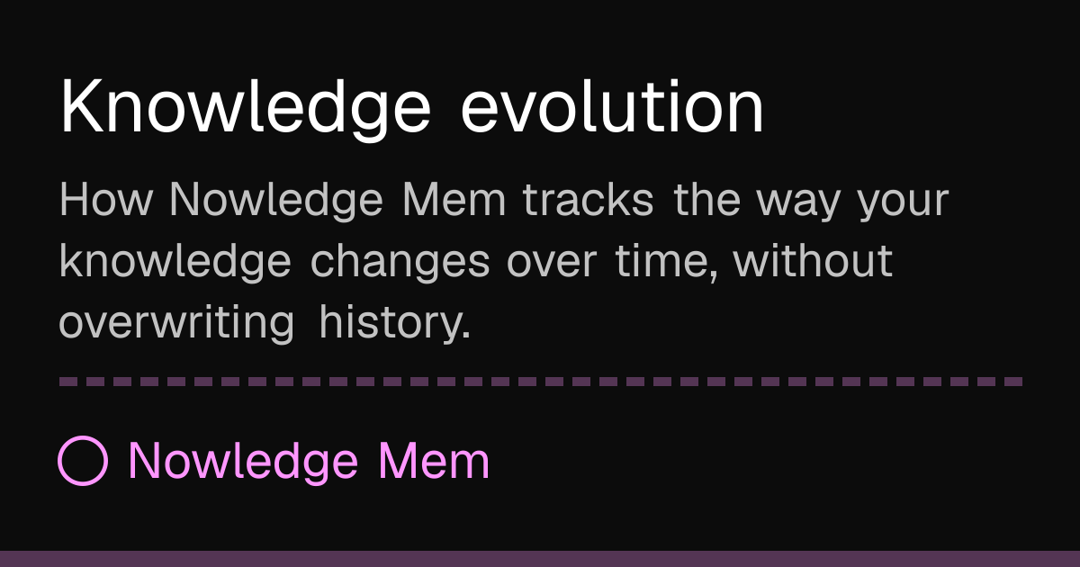 Knowledge evolution | Nowledge Mem