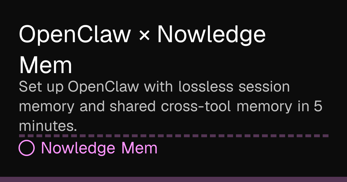 OpenClaw × Nowledge Mem | Nowledge Mem