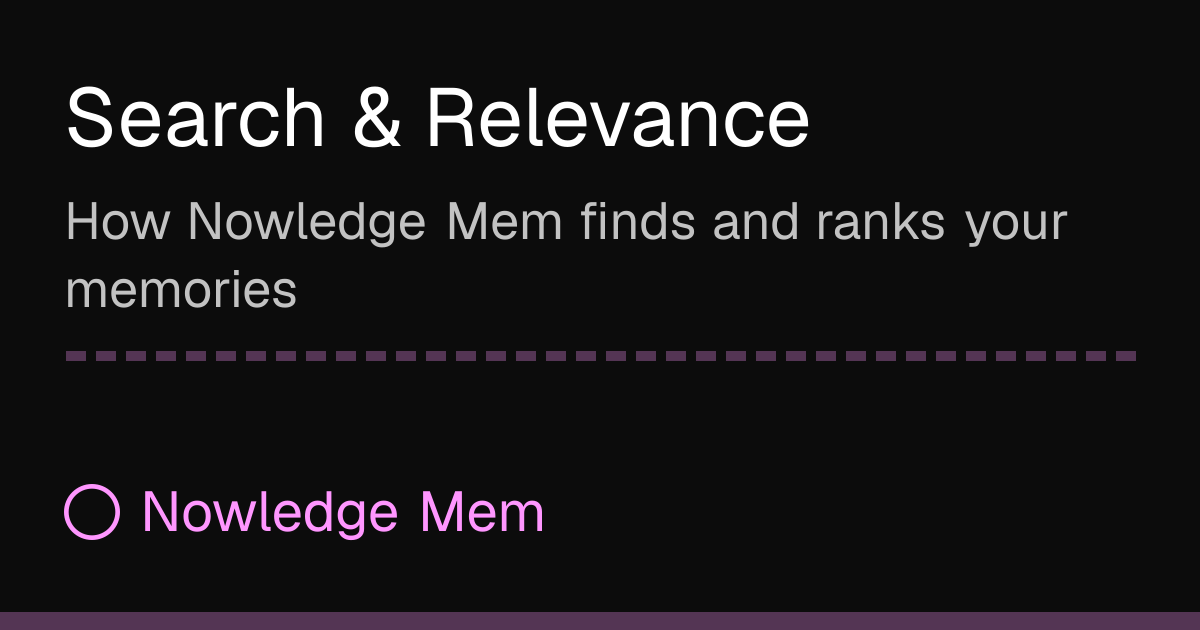 Search & Relevance | Nowledge Mem