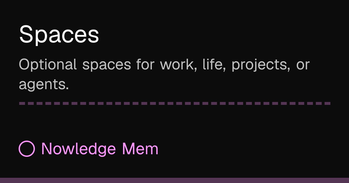 Spaces | Nowledge Mem